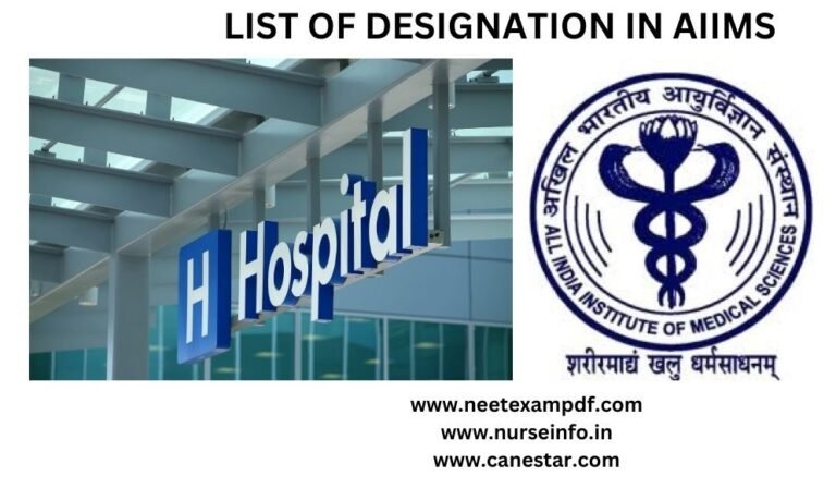LIST OF DESIGNATION IN AIIMS | Neet Exam PDF LIST OF DESIGNATION IN AIIMS