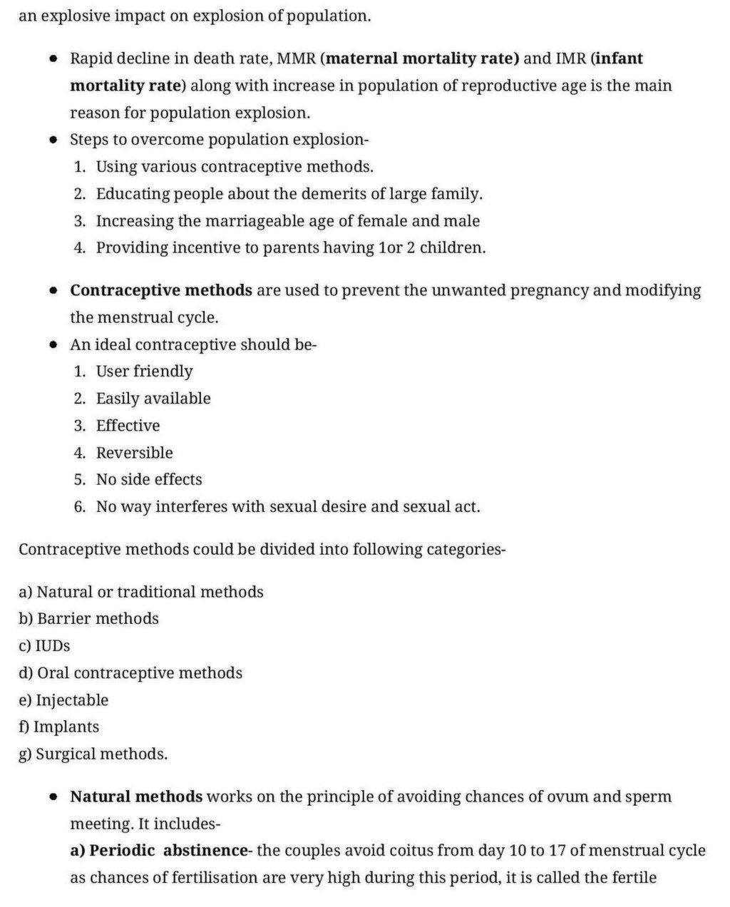 Biology Revision Notes Chapter 04 Reproductive Health FREE PDF | Neet ...